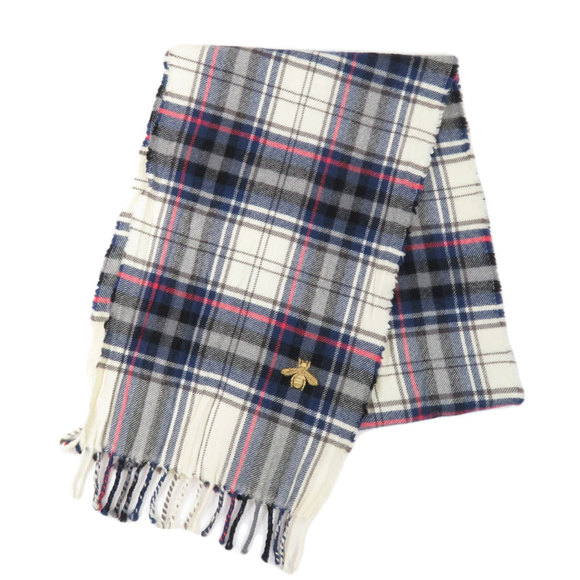 Gucci | Accessories | Gucci Bee Tartan Check Muffler Cloth Ladies ...
